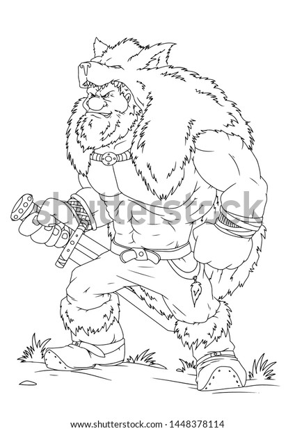 Coloring Page Viking Sword Cartoon Character Stock Vector (Royalty Free ...