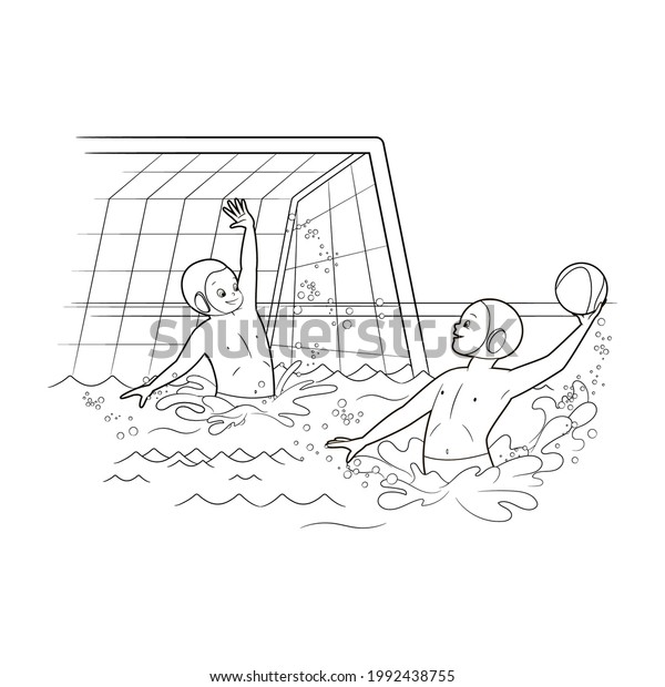Coloring Page Young Water Polo Players Stock Vector (Royalty Free ...