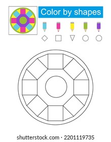 Coloring Pages Color By Shapes Illustration Stock Vector (Royalty Free ...