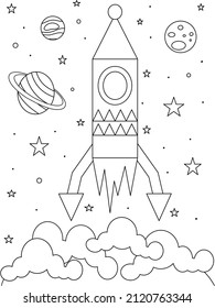 Coloring Pages Space Illustration Vector Outline Stock Vector (Royalty ...