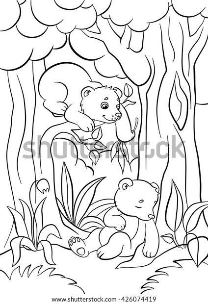 Coloring Pages Wild Animals Two Little Stock Vector (Royalty Free ...