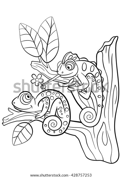 Coloring Pages Wild Animals Two Little Stock Vector (Royalty Free ...
