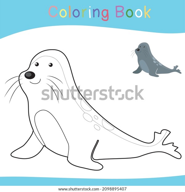 Coloring Sea Animals Worksheet Page Educational Stock Vector (Royalty ...