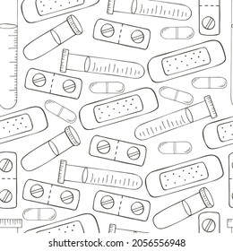 Coloring Seamless Pattern Cartoon Medical Instruments Stock Vector ...