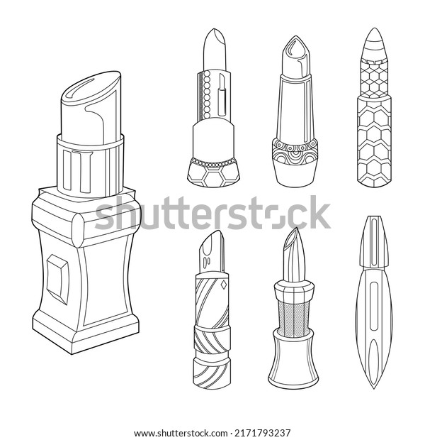Coloring Vector Lipsticks On White Isolated Stock Vector (Royalty Free ...