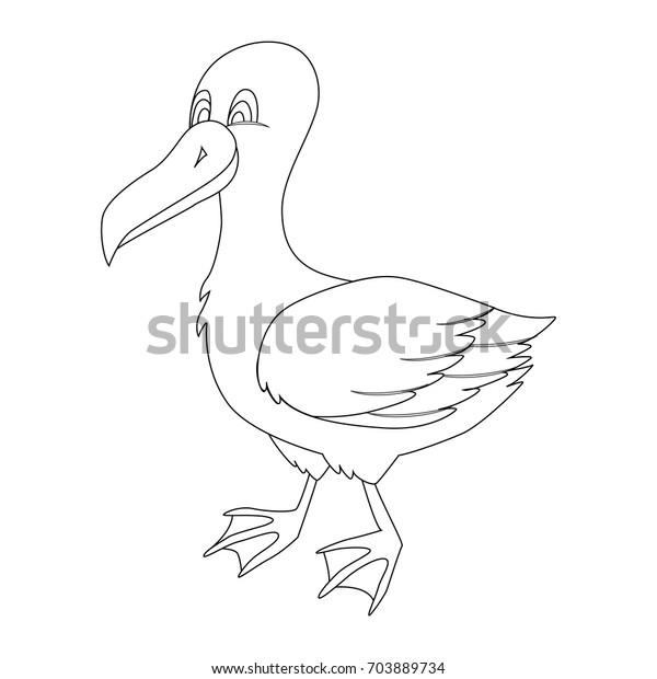 Colorless Funny Cartoon Albatross Vector Illustration Stock Vector ...