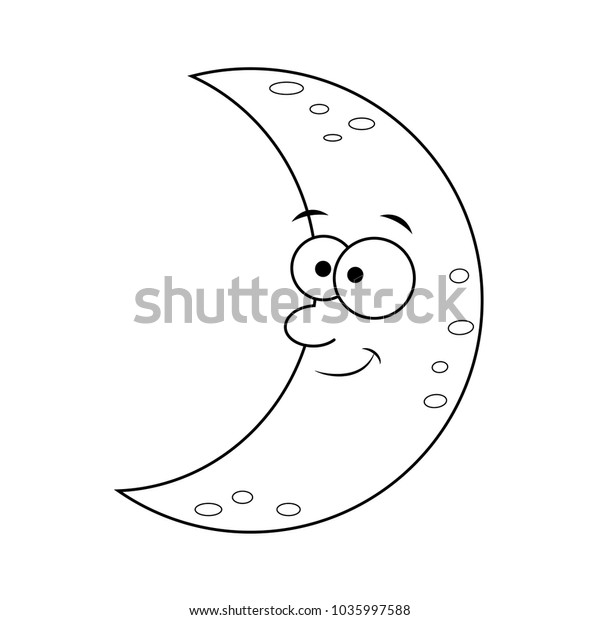 Colorless Funny Cartoon Moon Vector Illustration Stock Vector (Royalty ...