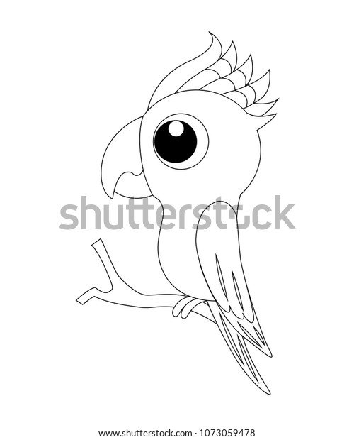 Colorless Funny Cartoon Parrot Vector Illustration Stock Vector ...
