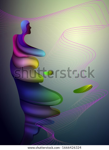 Colors Shape Emotions Concept Futuristic Man Stock Vector (Royalty Free ...