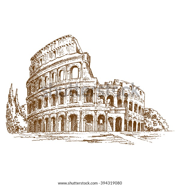 Colosseum Hand Drawn Illustration Stock Vector (Royalty Free) 394319080