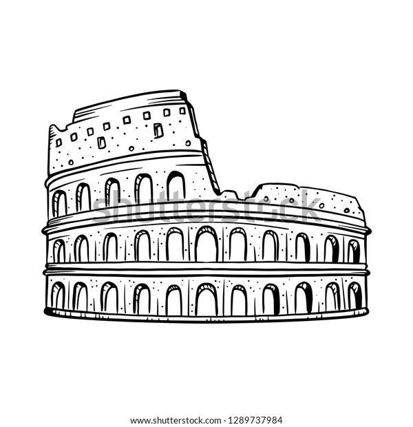 Colosseum Vector Illustration Colosseum Line Drawing Stock Vector ...