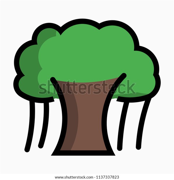 Coloured Outline Banian Tree Vector Icon Stock Vector (Royalty Free ...
