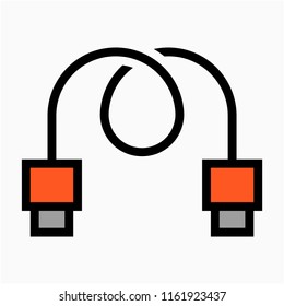 Coloured Outline Computer Cable Pixel Perfect Stock Vector (Royalty ...