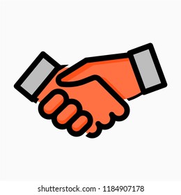 Coloured Outline Shaking Hand Pixel Perfect Stock Vector (Royalty Free ...