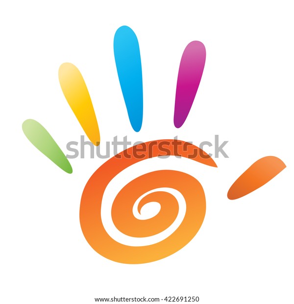 Coloured Vector People Hand 5 Fingers Stock Vector (Royalty Free) 422691250