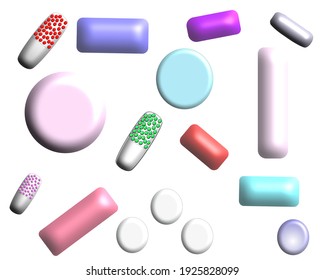 Colourful 3d Medication Tablets Capsules Stock Vector (Royalty Free ...