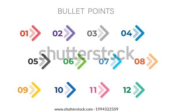 Colourful Arrows Set Isolated Direction Number Stock Vector (Royalty ...