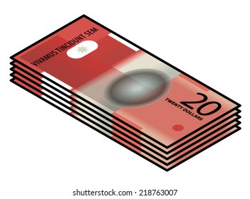 Colourful Bundle 20 Bank Note Paper Stock Vector (Royalty Free ...