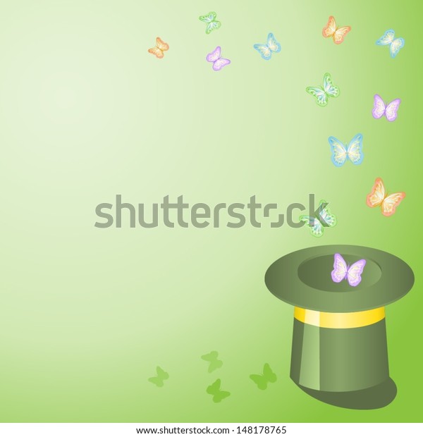 Colourful Butterflies Flying Magic Hat Stock Vector (Royalty Free ...