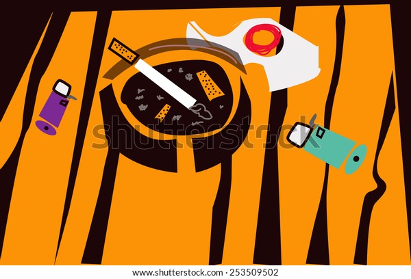 Colourful Cigarettes On Table Illustration Stock Vector (Royalty Free ...