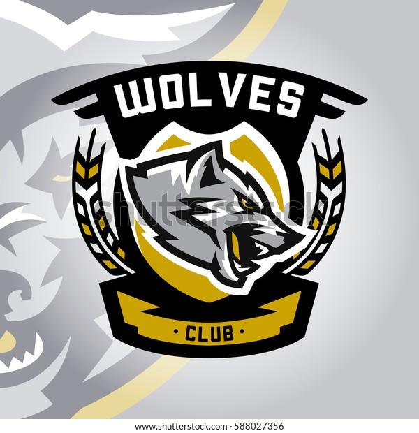 Colourful Emblem Logo Sticker Aggressive Wolf Stock Vector (Royalty ...