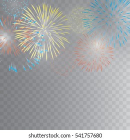 Colourful Fireworks Vector On Transparent Background Stock Vector ...