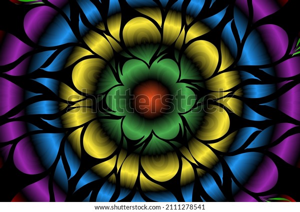 Colourful Gradient Art Circle Flower Pattern Stock Vector (Royalty Free ...