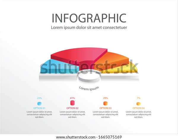 Colourful Half Pie Chart Infographic Vector Stock Vector (Royalty Free ...
