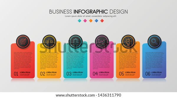 Colourful Infographic 6 Elements Diagram Vector Stock Vector (Royalty ...