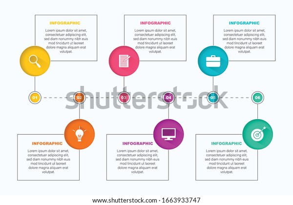 Colourful Infographic 6 Text Boxes Options Stock Vector (Royalty Free ...