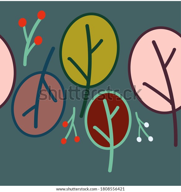Colourful Leaves Row Vector Illustration Earthy Stock Vector (Royalty ...