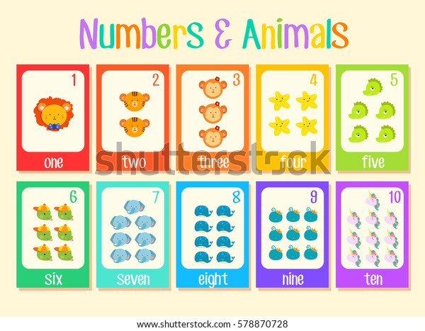 Colourful Number Cards Learning Kit Cute Stock Vector (Royalty Free ...