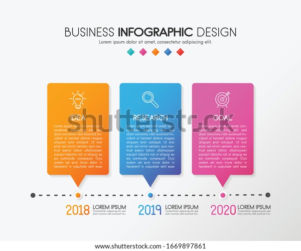 Colourful Timeline Infographic 3 Options Vector Stock Vector (Royalty ...