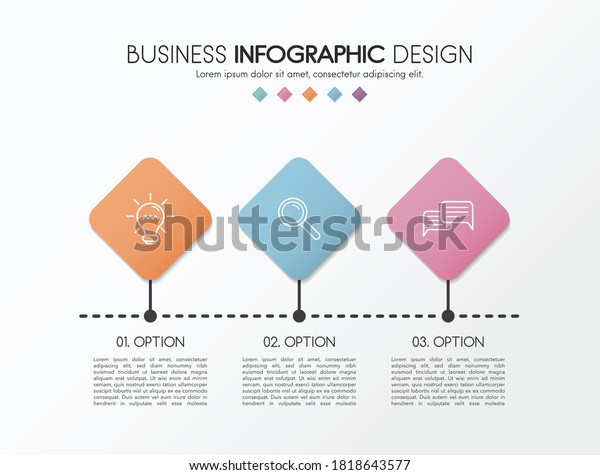 Colourful Timeline Infographic 3 Options Flowchart Stock Vector ...