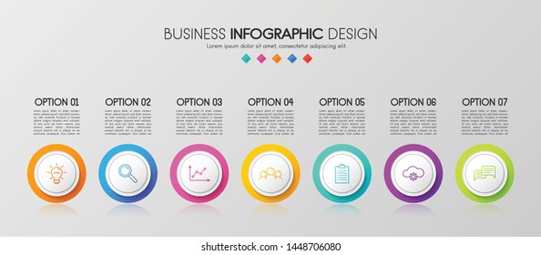 Colourful Timeline Infographic 7 Steps Vector Stock Vector (Royalty ...