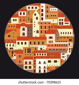 Colourful Town Circle Stock Vector (Royalty Free) 70398625 | Shutterstock
