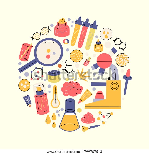 Colourful Vector Set Cosmetics Laboratory Elements Stock Vector ...