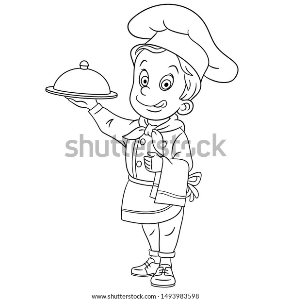 Colouring Page Cute Cartoon Chef Chief: เวกเตอร์สต็อก (ปลอดค่าลิขสิทธิ์ ...