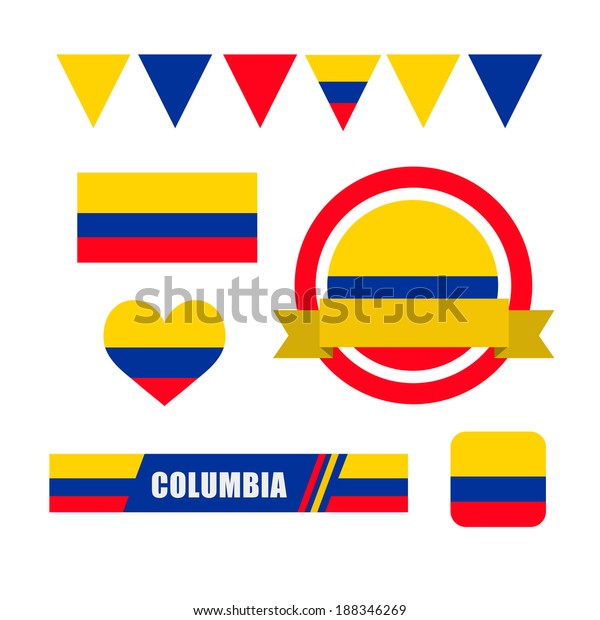 Columbia Flag Banner Icon Patterns Set: เวกเตอร์สต็อก (ปลอดค่าลิขสิทธิ์ ...