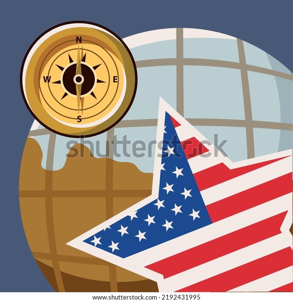 Columbus Day World American Flag Compass Stock Vector (Royalty Free ...