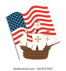 Columbus Ship Usa Flag Design America Stock Vector (Royalty Free ...