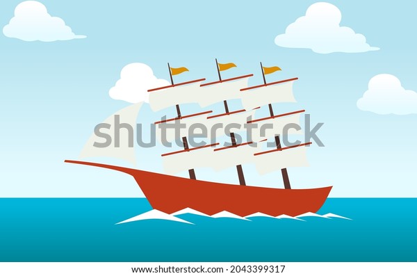Columbus Ship Vector Sailing Ship Ocean Stock Vector (Royalty Free ...