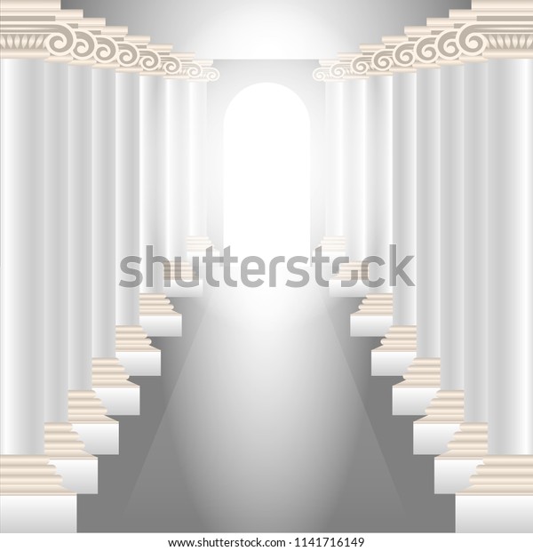 Column Hall Gorgeous Corridor Columns Glowing Stock Vector (Royalty ...