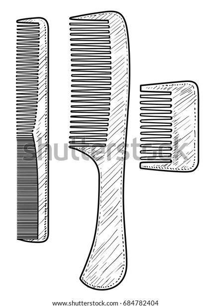 Comb Illustration Drawing Engraving Ink Line Stock Vector (Royalty Free ...