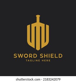 Combination Letter M Shield Sword Logo Stock Vector (Royalty Free ...