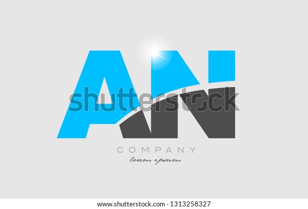 Combination Letter N Grey Blue Color Stock Vector (Royalty Free ...