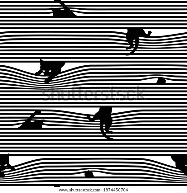 Combination Pattern Cat Horizontal Stripes Stock Vector (Royalty Free ...