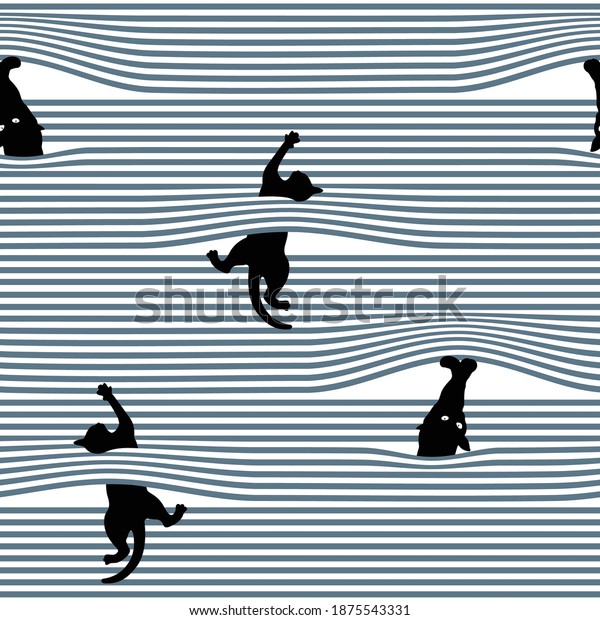 Combination Pattern Cat Horizontal Stripes Stock Vector (Royalty Free ...