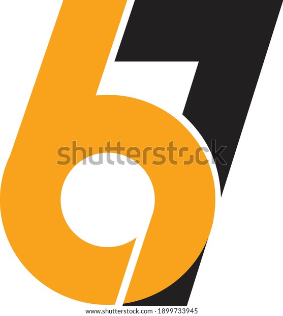 Combination Six Seven Number Logos Orange Stock Vector (Royalty Free ...