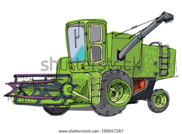 Combine Harvester Cartoon Stock Vector (Royalty Free) 188067287 ...